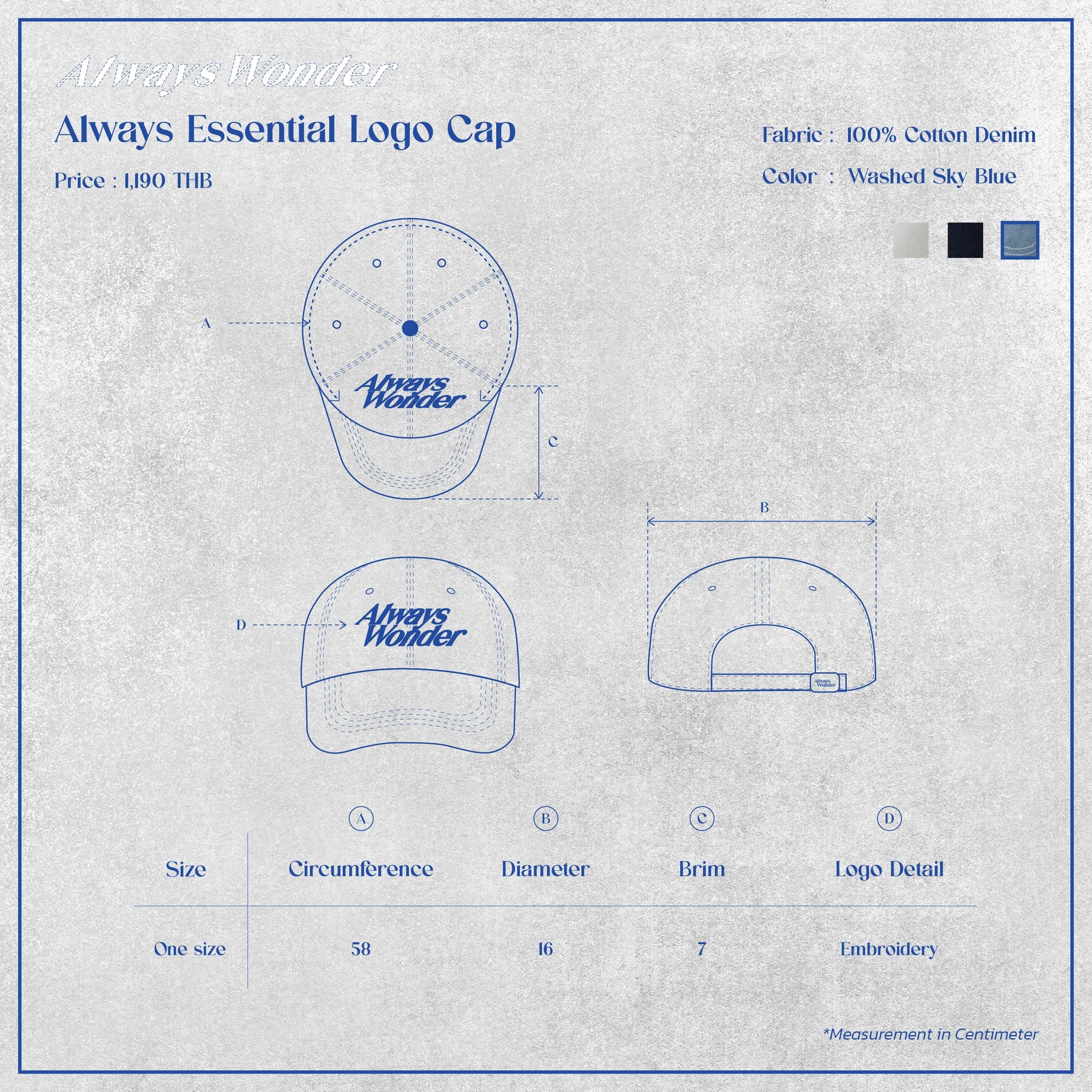 Always Essential Logo Cap | Washed Sky Blue – AlwaysWonder
