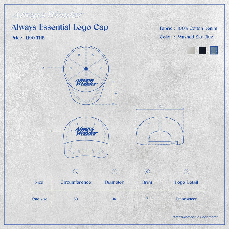 Always Essential Logo Cap | Washed Sky Blue – AlwaysWonder